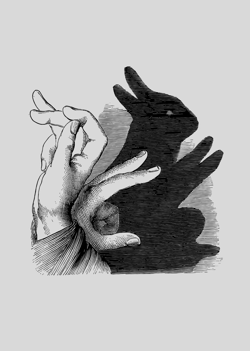 'Vintage Hands and Shadow' Poster by BlackLineWhite Art | Displate