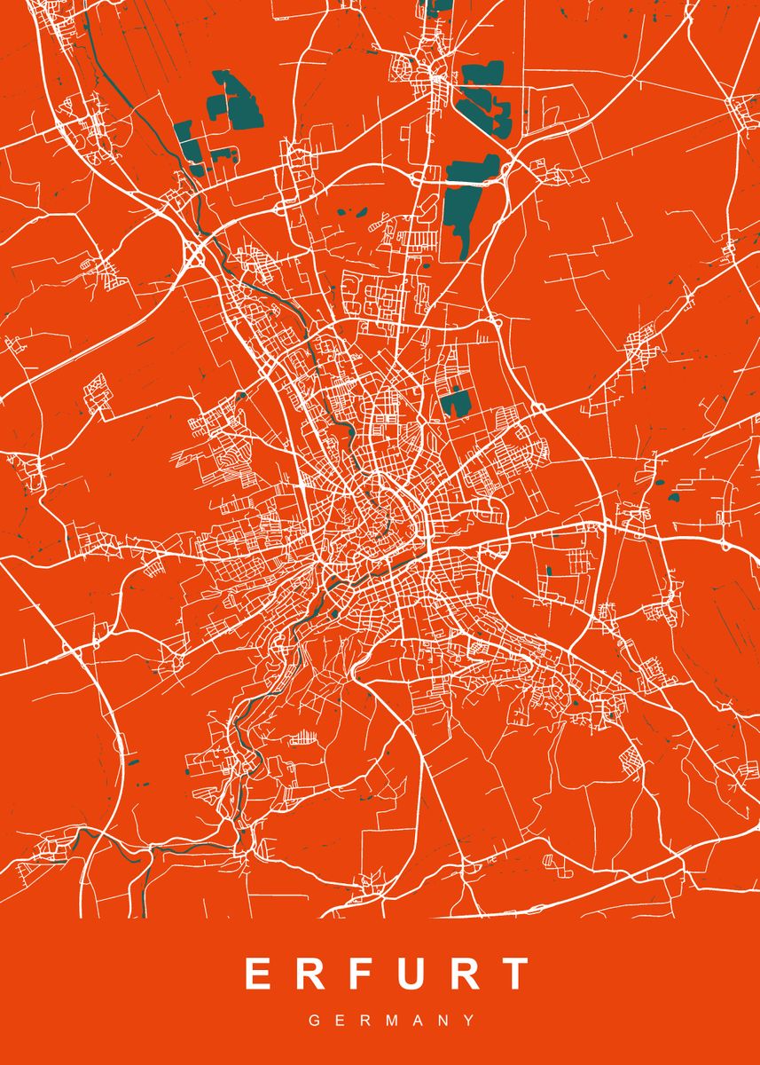 'ERFURT Map GERMANY' Poster by UrbanMaps | Displate