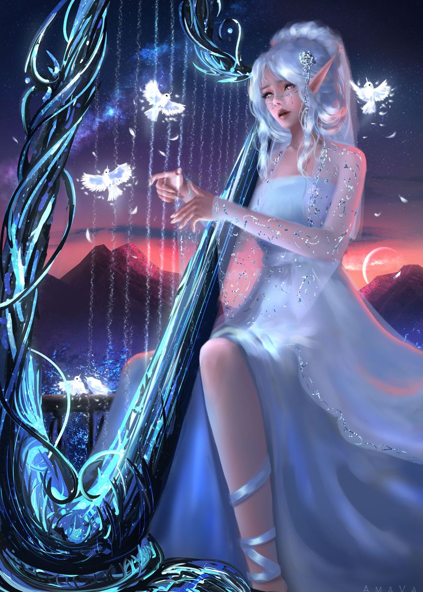 'Night Princess' Poster, picture, metal print, paint by Amava | Displate