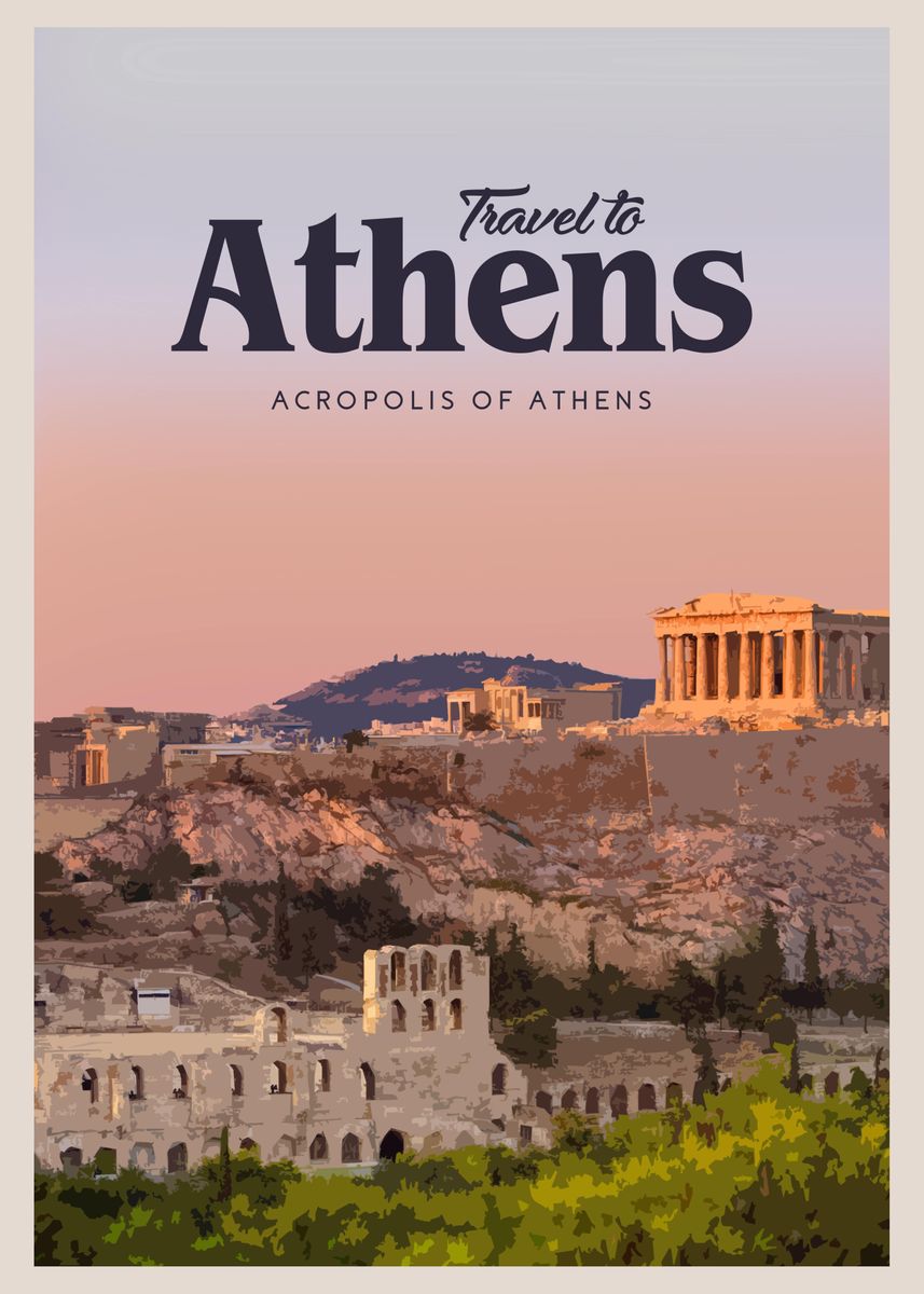 'Visit Athens' Poster, picture, metal print, paint by Mercury Club ...