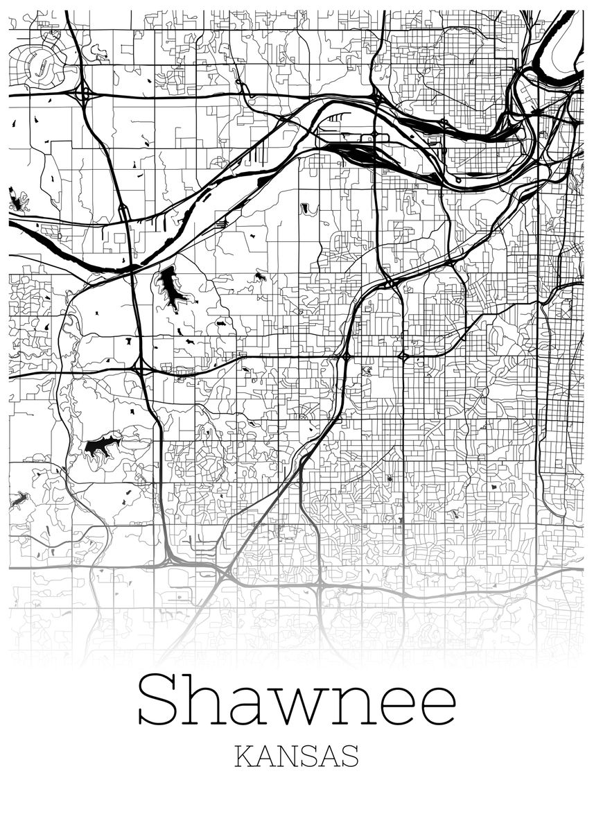 'Shawnee Kansas map' Poster, picture, metal print, paint by RelDesign ...