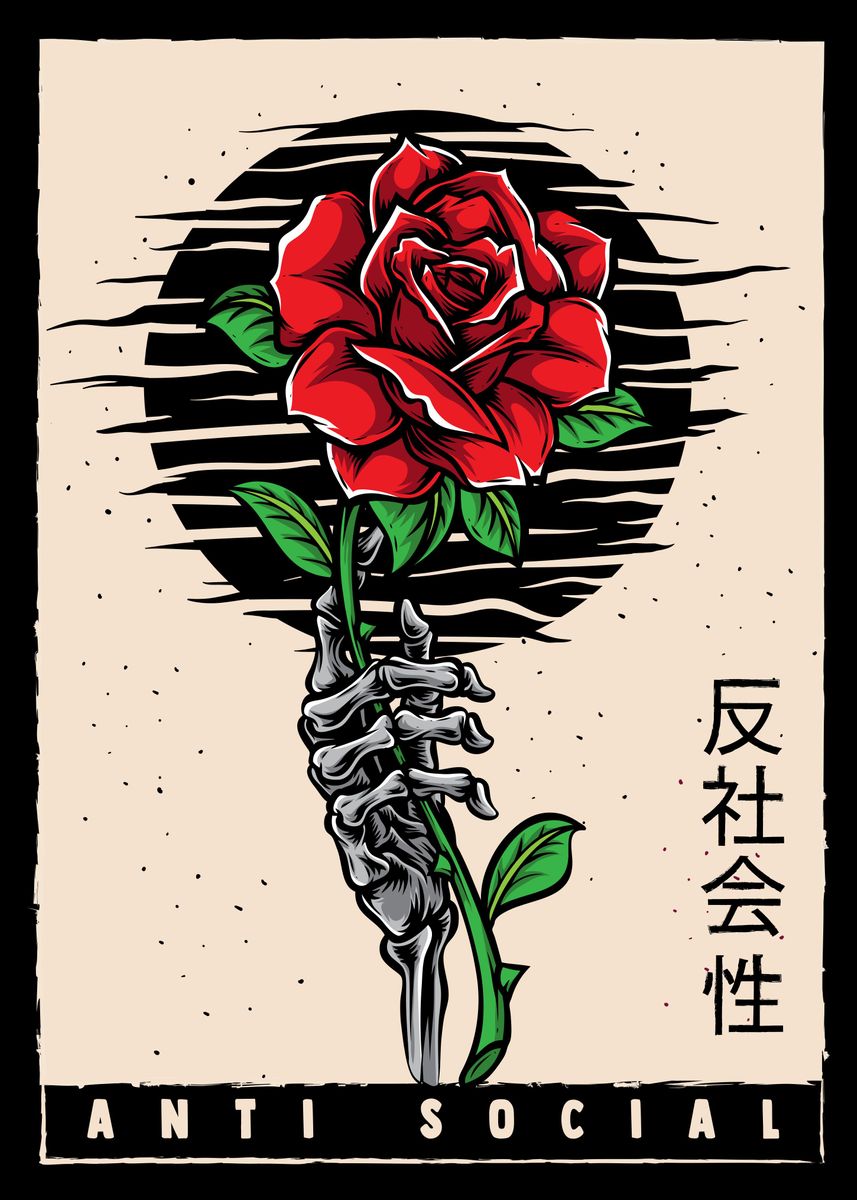'Hand Skeleton AntiSocial' Poster, picture, metal print, paint by Ari ...