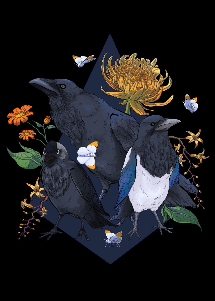 'Corvid Family' Poster by Ellen Archer | Displate