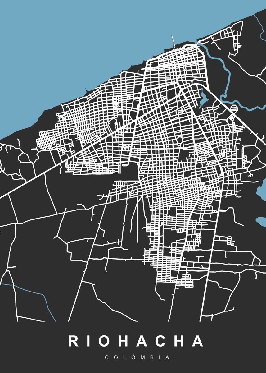 'RIOHACHA Map COLOMBIA' Poster by UrbanMaps | Displate