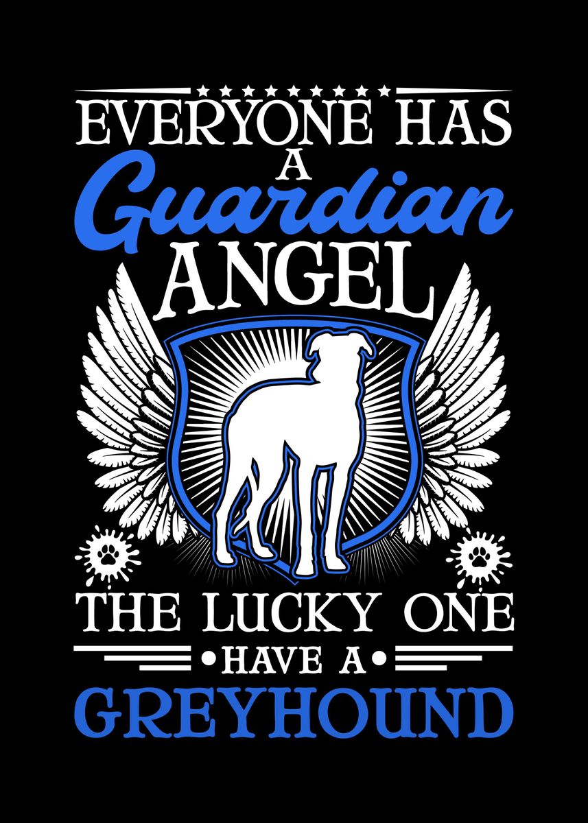 'Greyhound Guardian Angel' Poster, picture, metal print, paint by ...