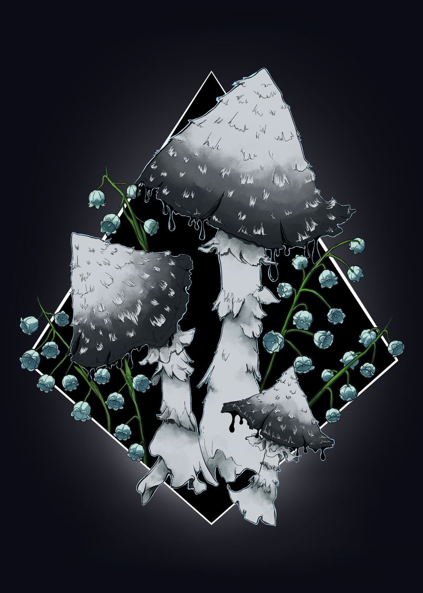 'Bleeding Ink Cap' Poster, picture, metal print, paint by Ellen Archer ...