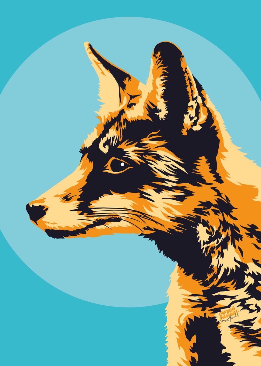 'Fox profile' Poster, picture, metal print, paint by Captain Chromatic ...