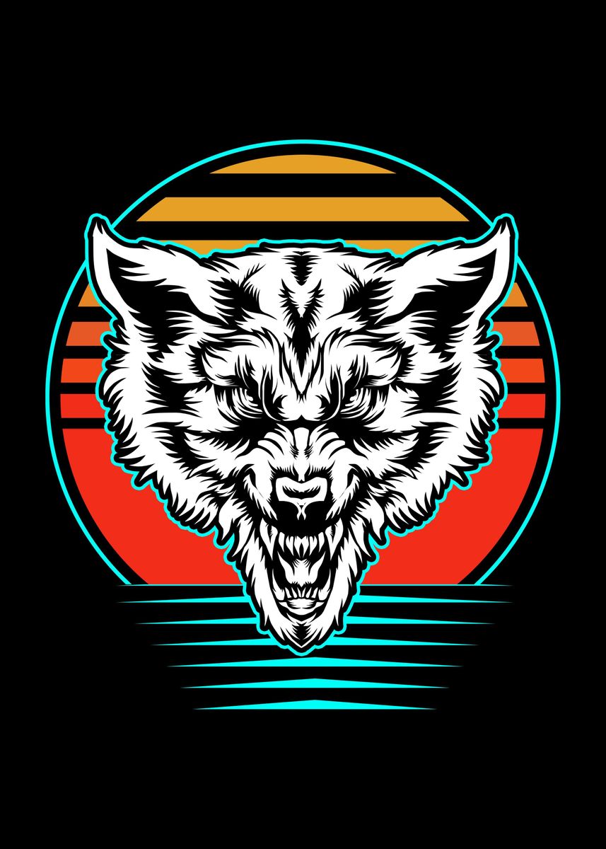 'Werewolf Retro' Poster, picture, metal print, paint by FunnyGifts ...