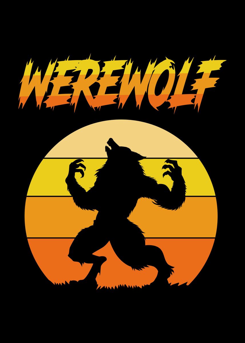 'Retro Werewolf' Poster, picture, metal print, paint by FunnyGifts ...