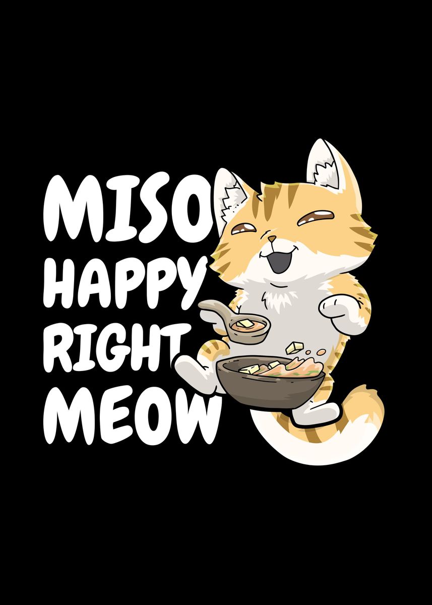 'Miso Cat Kawaii Anime' Poster, picture, metal print, paint by Mealla ...