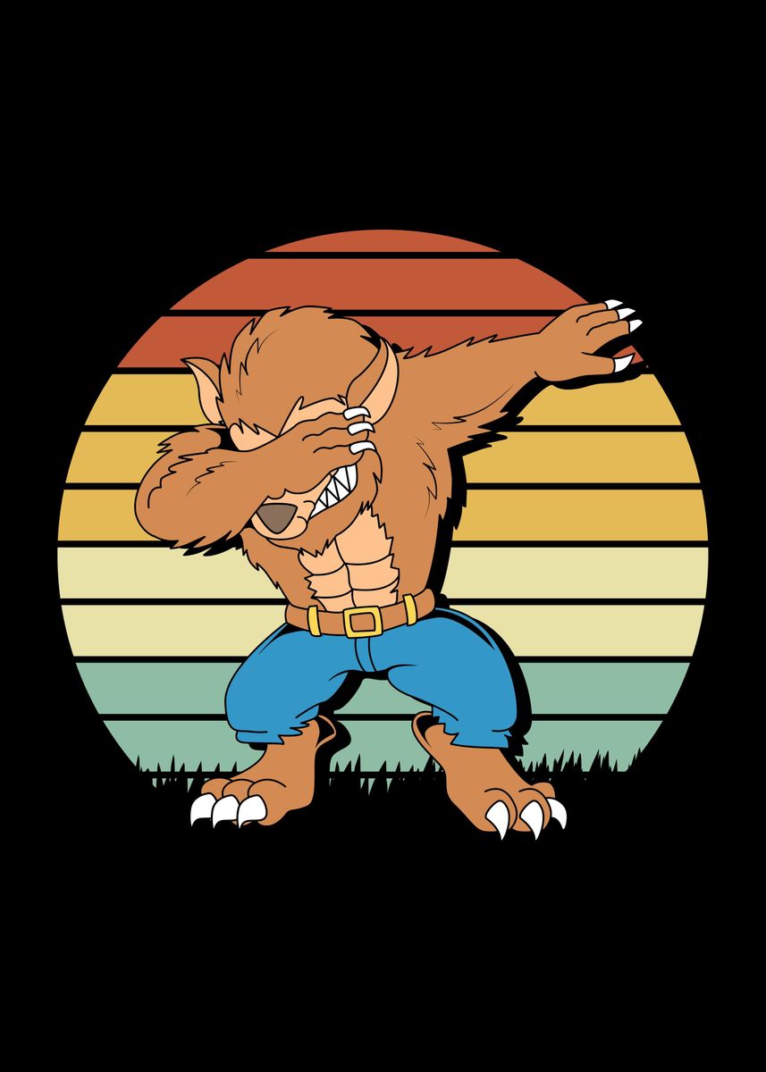 'Dabbing Werewolf Wolf' Poster, picture, metal print, paint by ...