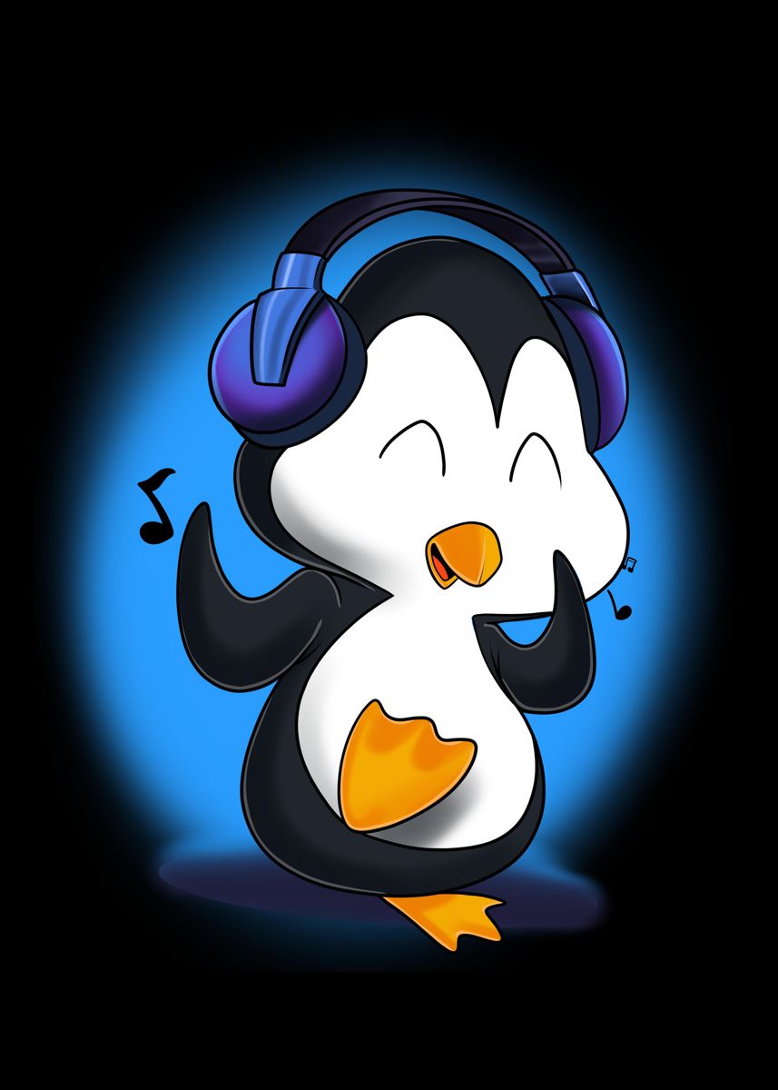 'Music Lover I DJ Penguin' Poster, picture, metal print, paint by ...