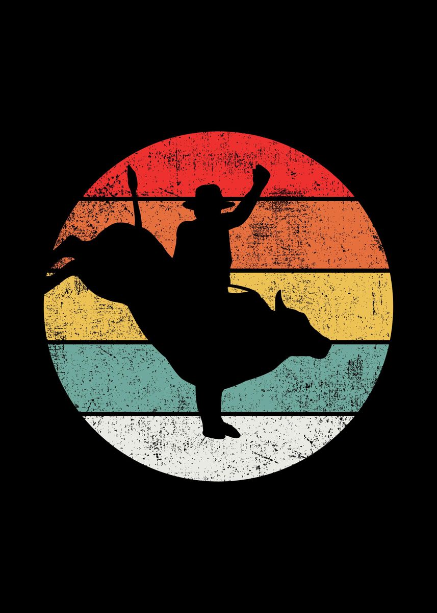 'Bull Riding Cowboy' Poster by Mealla | Displate