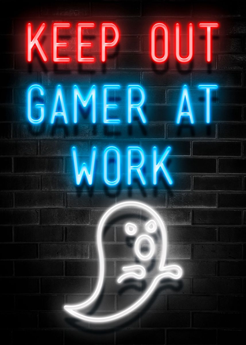 'KEEP OUT GAMER AT WORK' Poster, picture, metal print, paint by ...