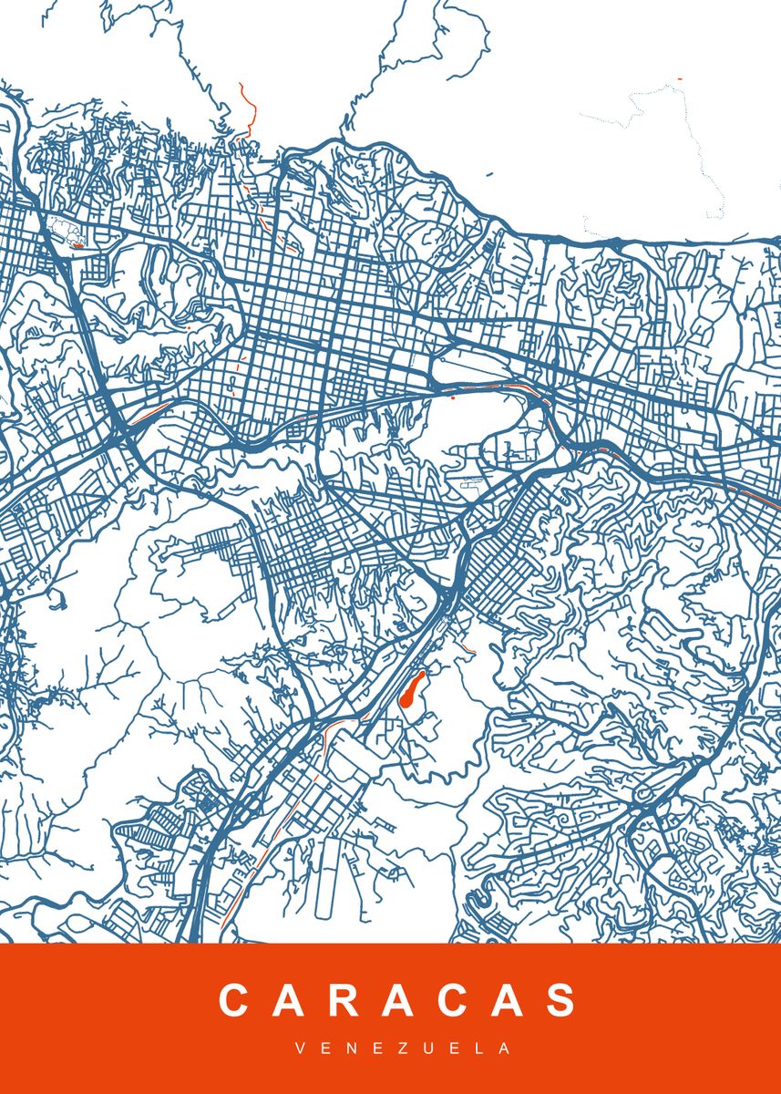 'CARACAS Map VENEZUELA' Poster by UrbanMaps | Displate