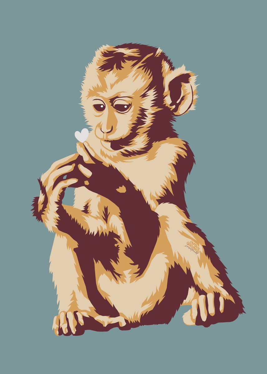 'Monkey love' Poster, picture, metal print, paint by Captain Chromatic ...