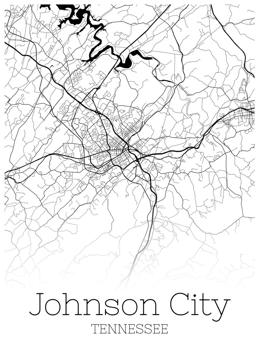 'Johnson City Tennessee map' Poster, picture, metal print, paint by ...