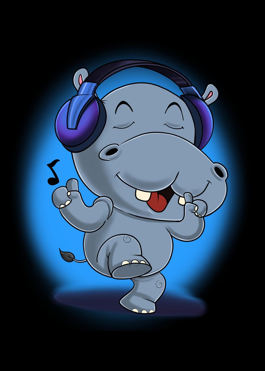 'Music Lover I DJ Hippo' Poster by MaximusDesigns | Displate