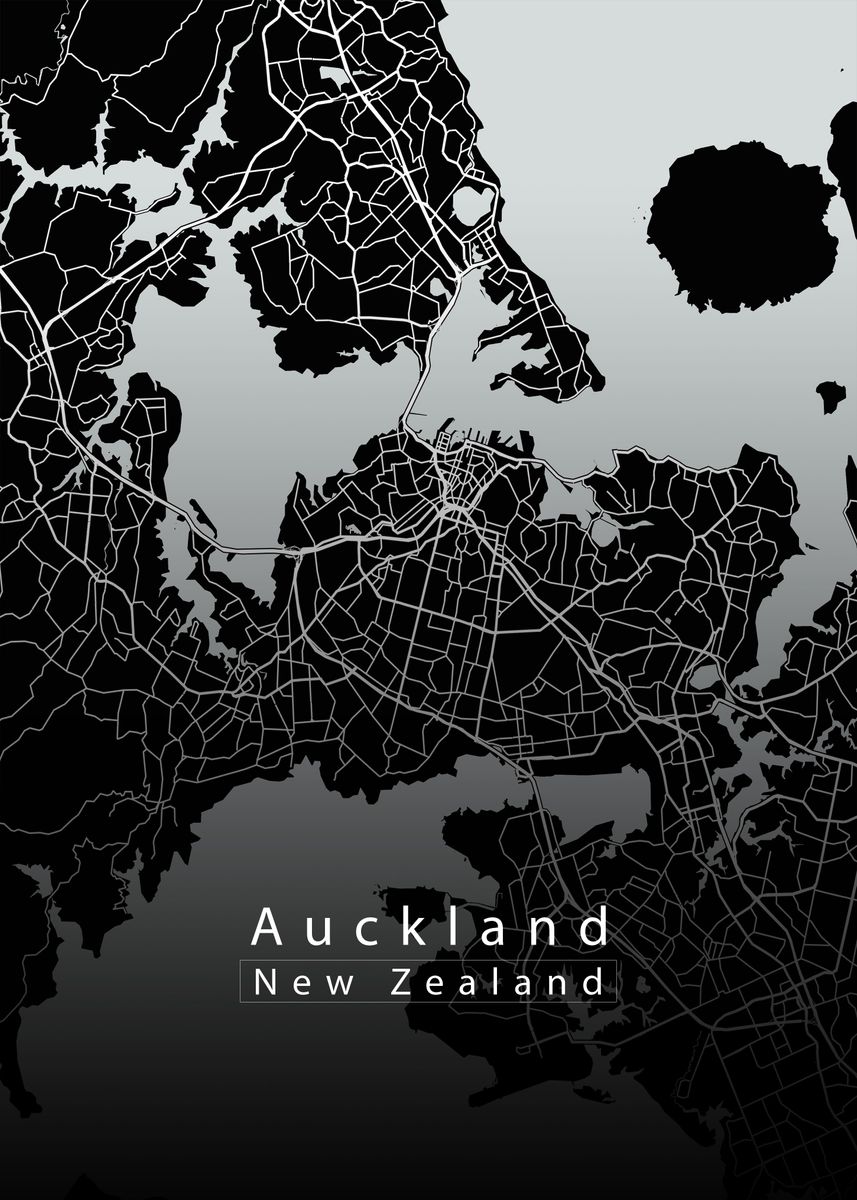 'Auckland City Map' Poster, picture, metal print, paint by Mapique ...