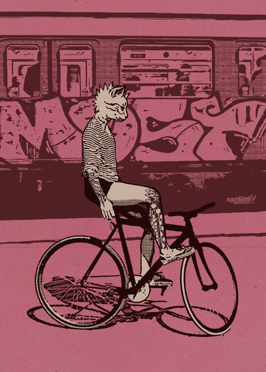 'Bike Punk' Poster, picture, metal print, paint by Ilya Danilov | Displate