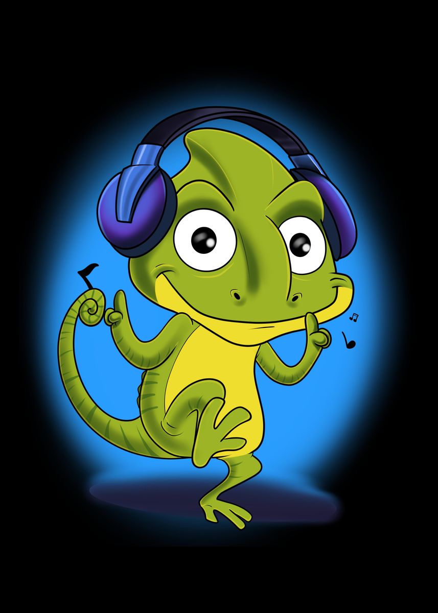 'Music Lover I DJ Chameleon' Poster, picture, metal print, paint by ...