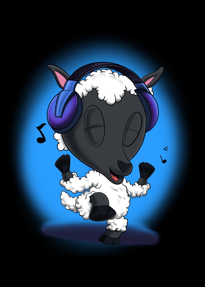 'Music Lover I DJ Sheep' Poster, picture, metal print, paint by ...
