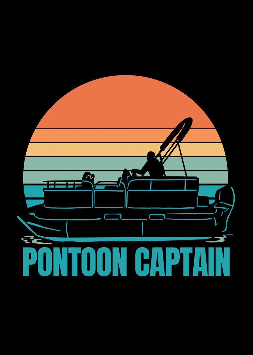 'Retro Pontoon captain ' Poster, picture, metal print, paint by Simon ...