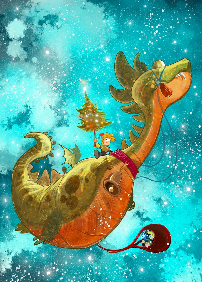 'Christmas Dragon' Poster by Luis Peres | Displate