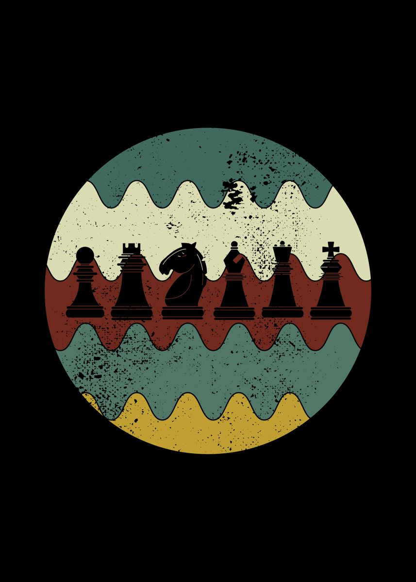 'Retro Chess Pieces' Poster, picture, metal print, paint by Shiva121 ...