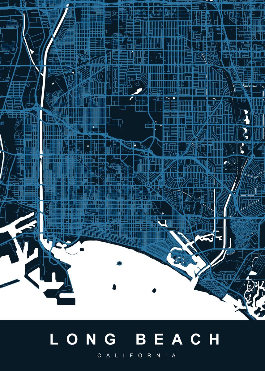 'LONG BEACH Map CALIFORNIA ' Poster by UrbanMaps | Displate