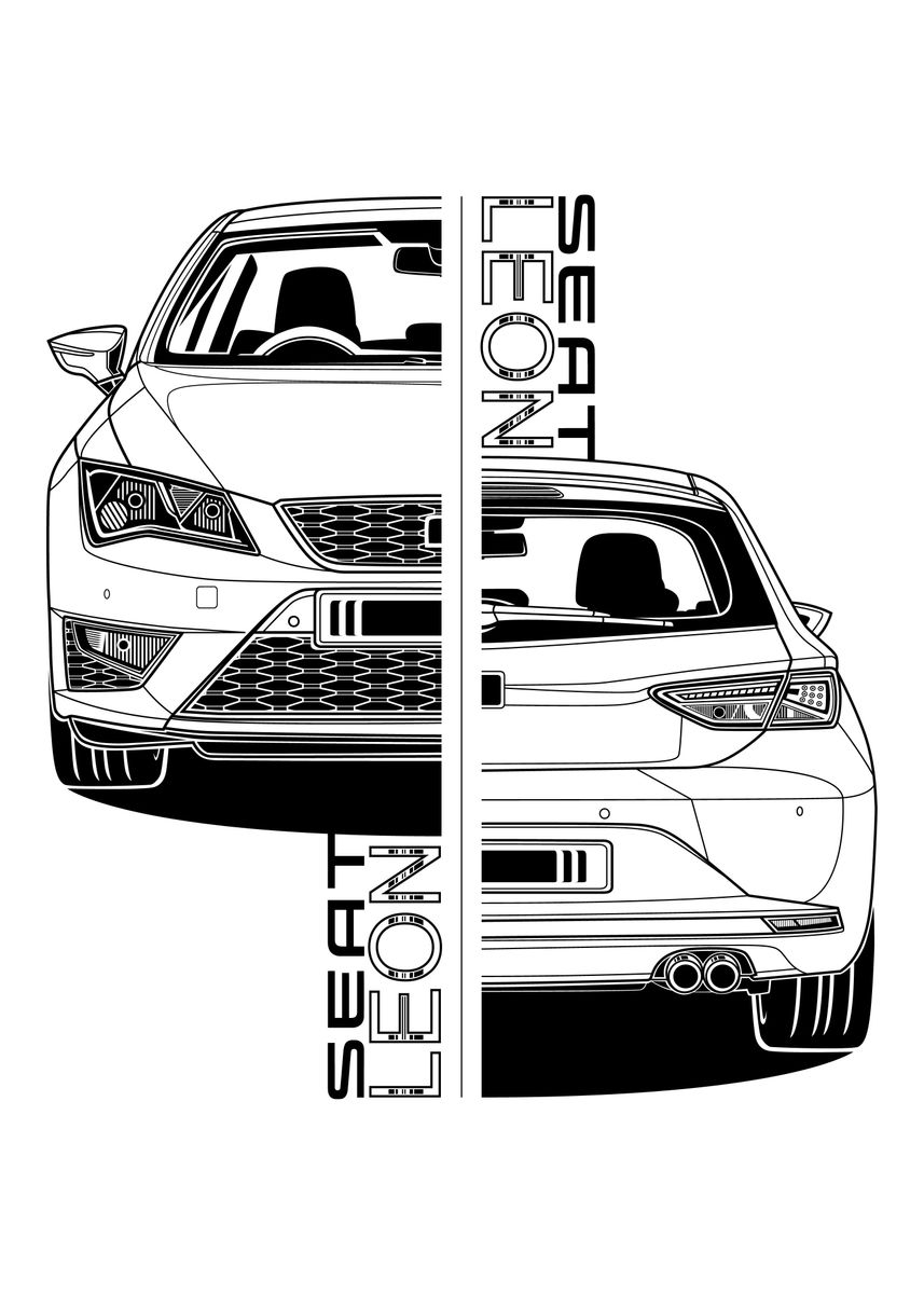 'Line Art of Seat Leon' Poster, picture, metal print, paint by Andri ...