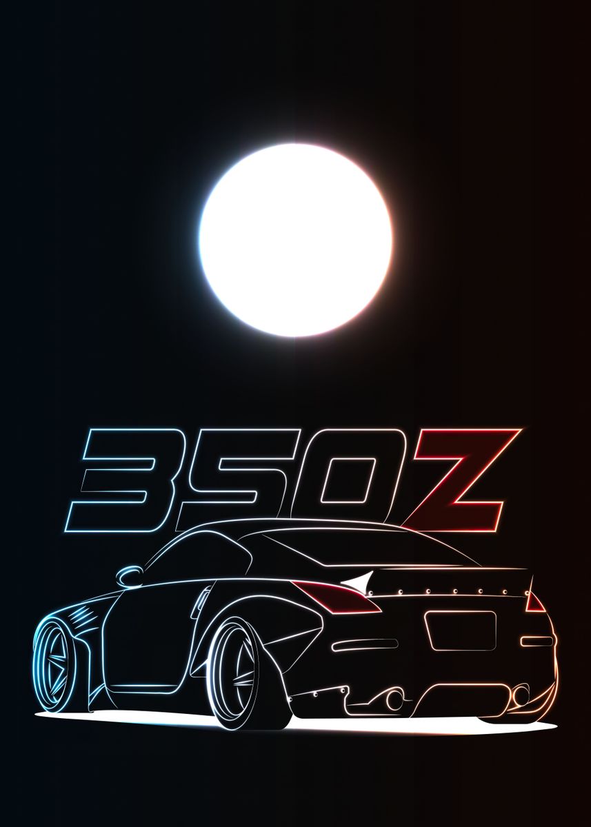 'Nissan 350Z neon' Poster, picture, metal print, paint by Faissal ...