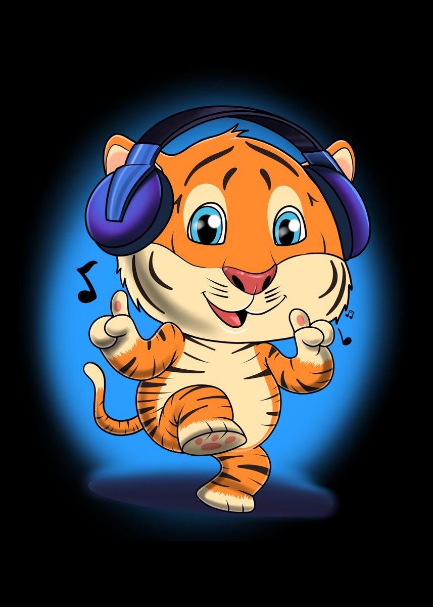 'Music Lover I DJ Tiger' Poster, picture, metal print, paint by ...