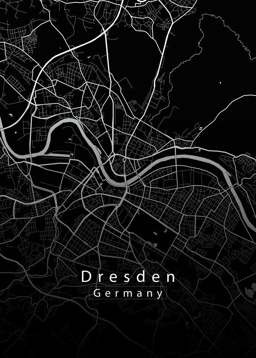 'Dresden City Map' Poster, picture, metal print, paint by Mapique ...