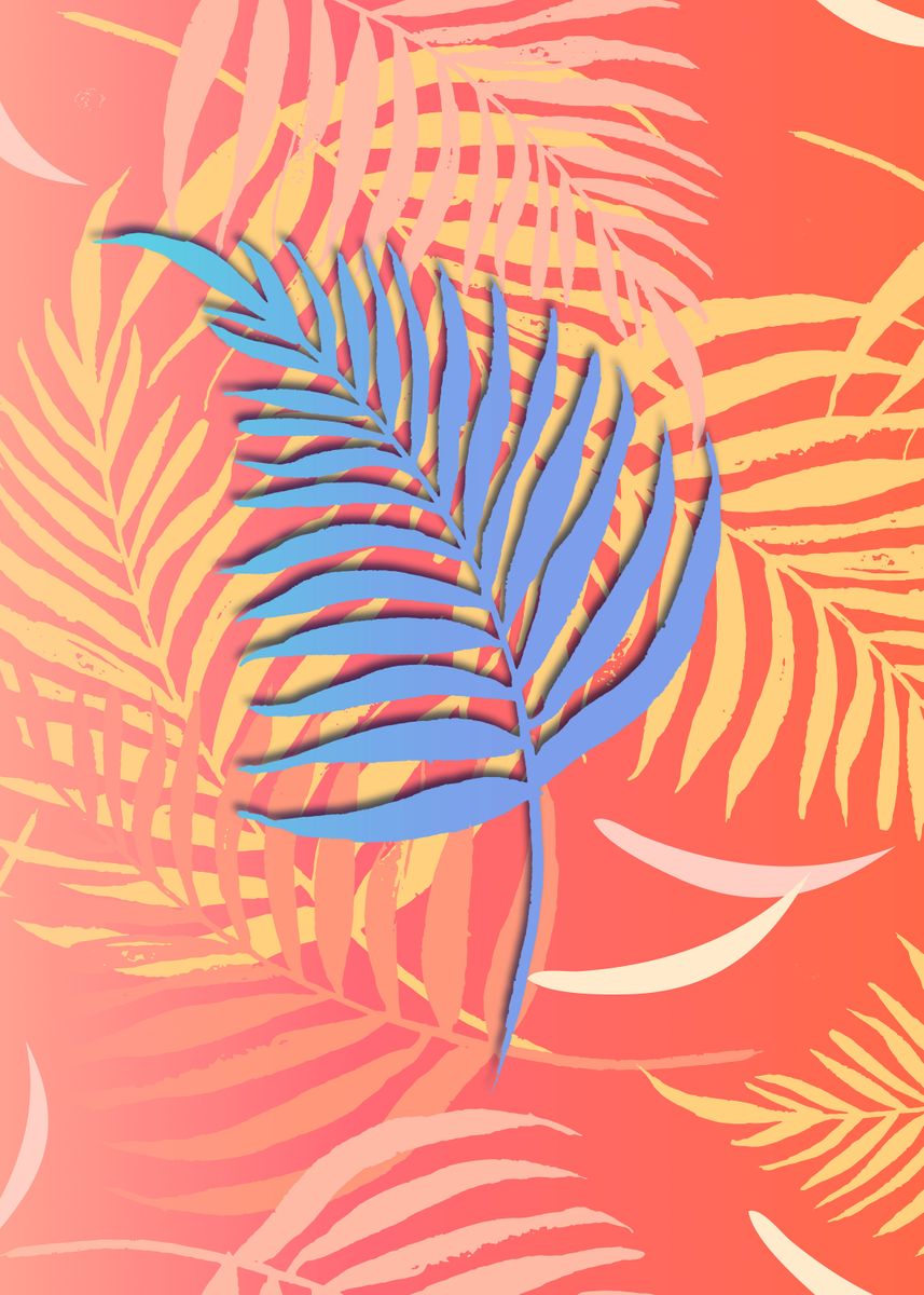 'Fern dancing in blue' Poster, picture, metal print, paint by Fátima ...