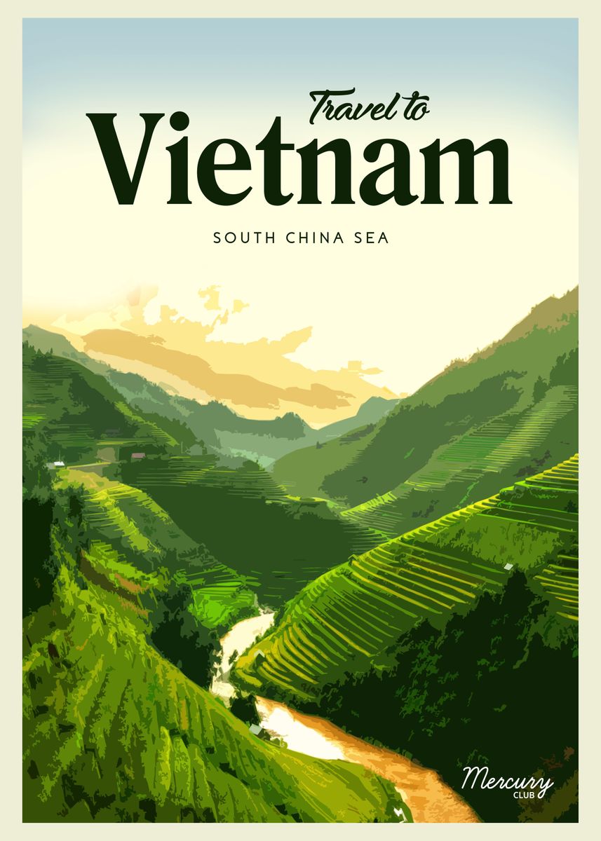 'Visit Vietnam' Poster, picture, metal print, paint by Mercury Club ...