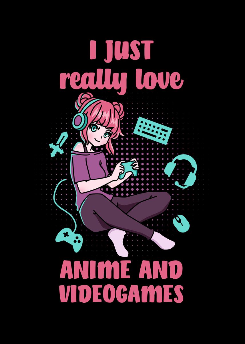 'Gamer Anime Girl Gaming' Poster, picture, metal print, paint by ...