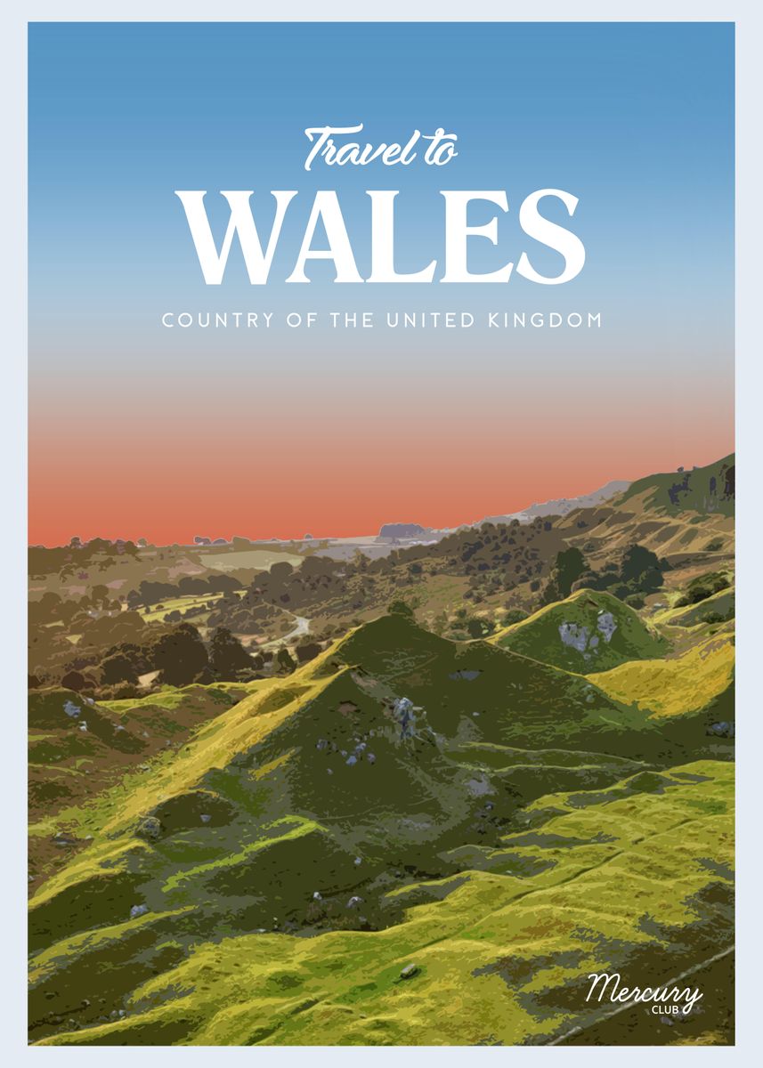 'Visit Wales' Poster, picture, metal print, paint by Mercury Club ...