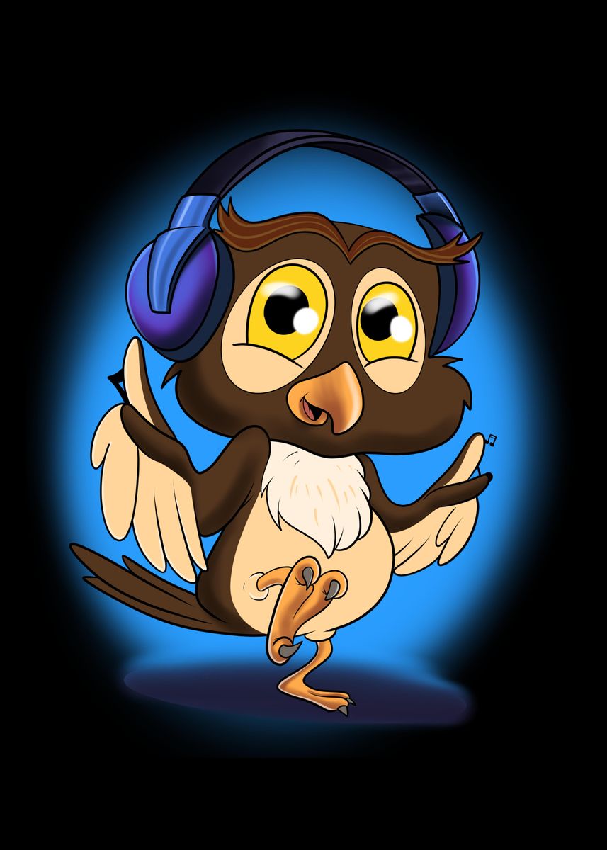 'Music Lover I DJ Owl' Poster, picture, metal print, paint by ...