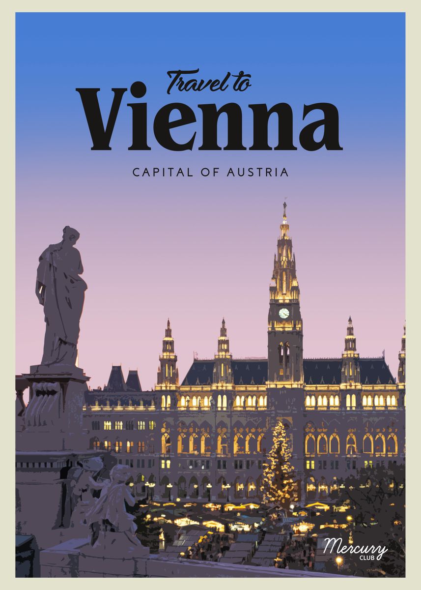 'Visit Vienna' Poster, picture, metal print, paint by Mercury Club ...