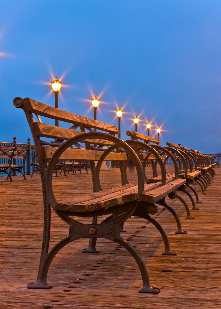 'Benches' Poster, picture, metal print, paint by Jonathan Nguyen | Displate