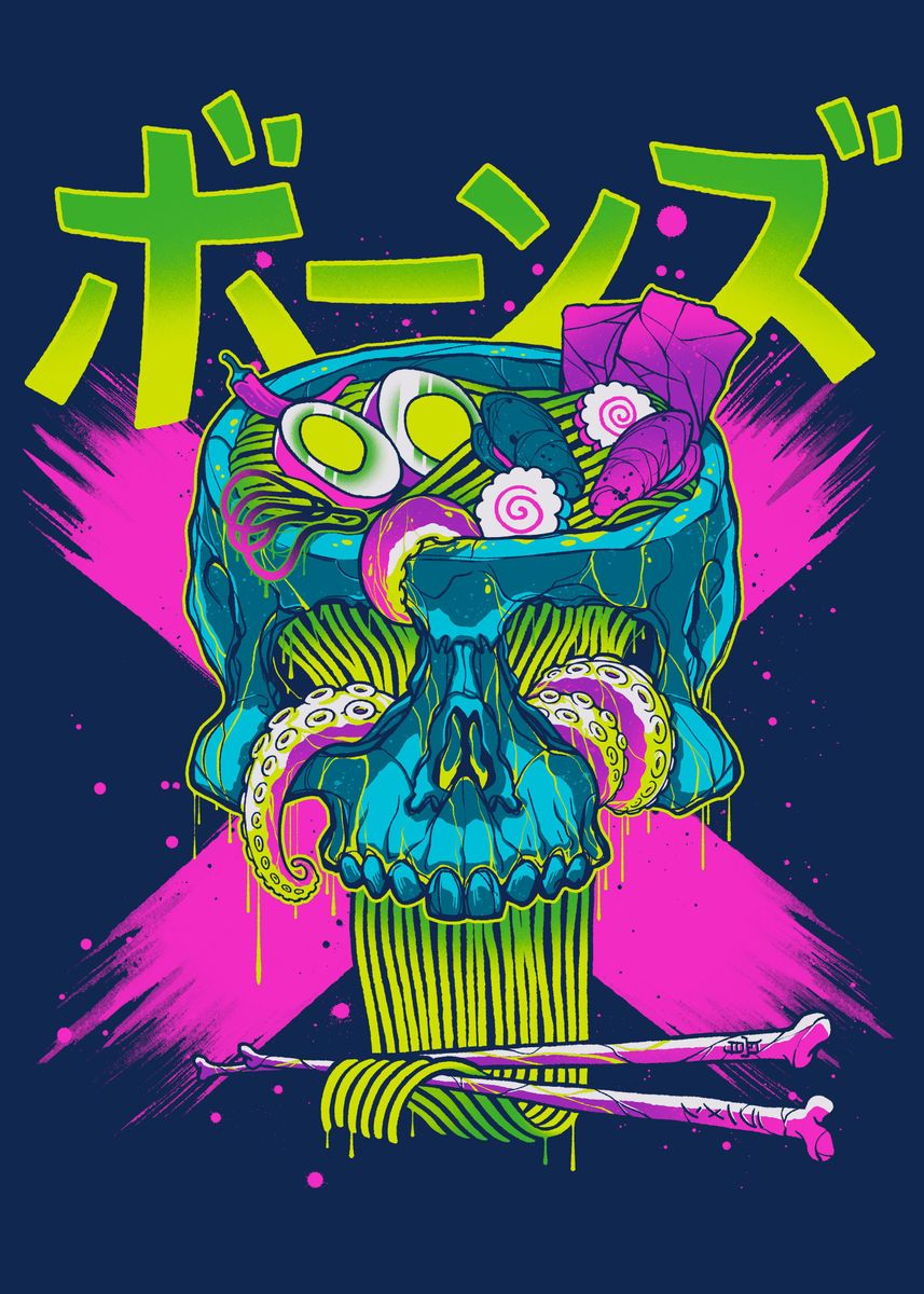 'Ramen Acid Bones' Poster, picture, metal print, paint by Getsousa ...