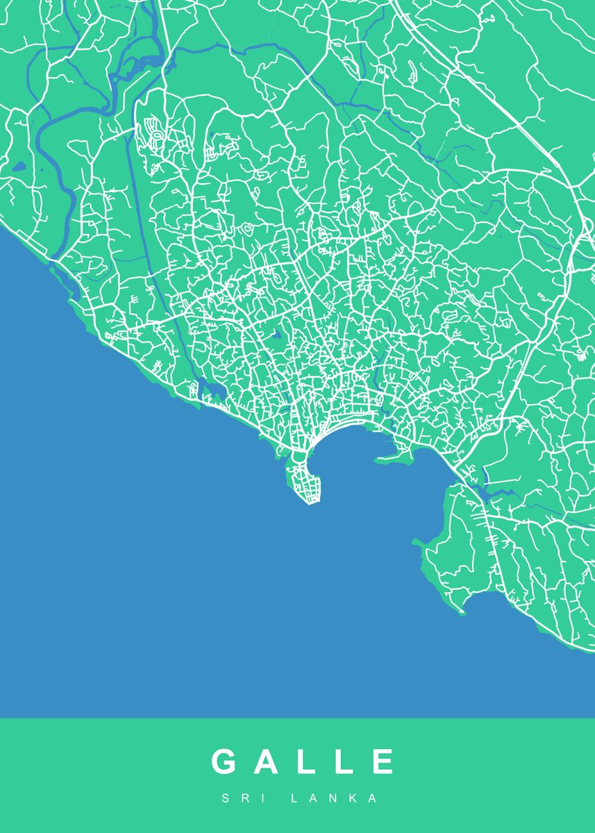 'GALLE Map SRI LANKA' Poster by UrbanMaps | Displate