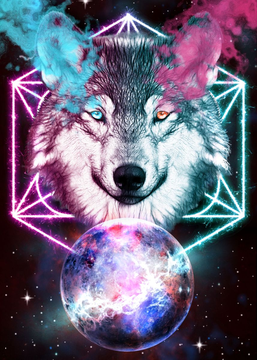 'Fantasy space wolf' Poster, picture, metal print, paint by Valentin ...