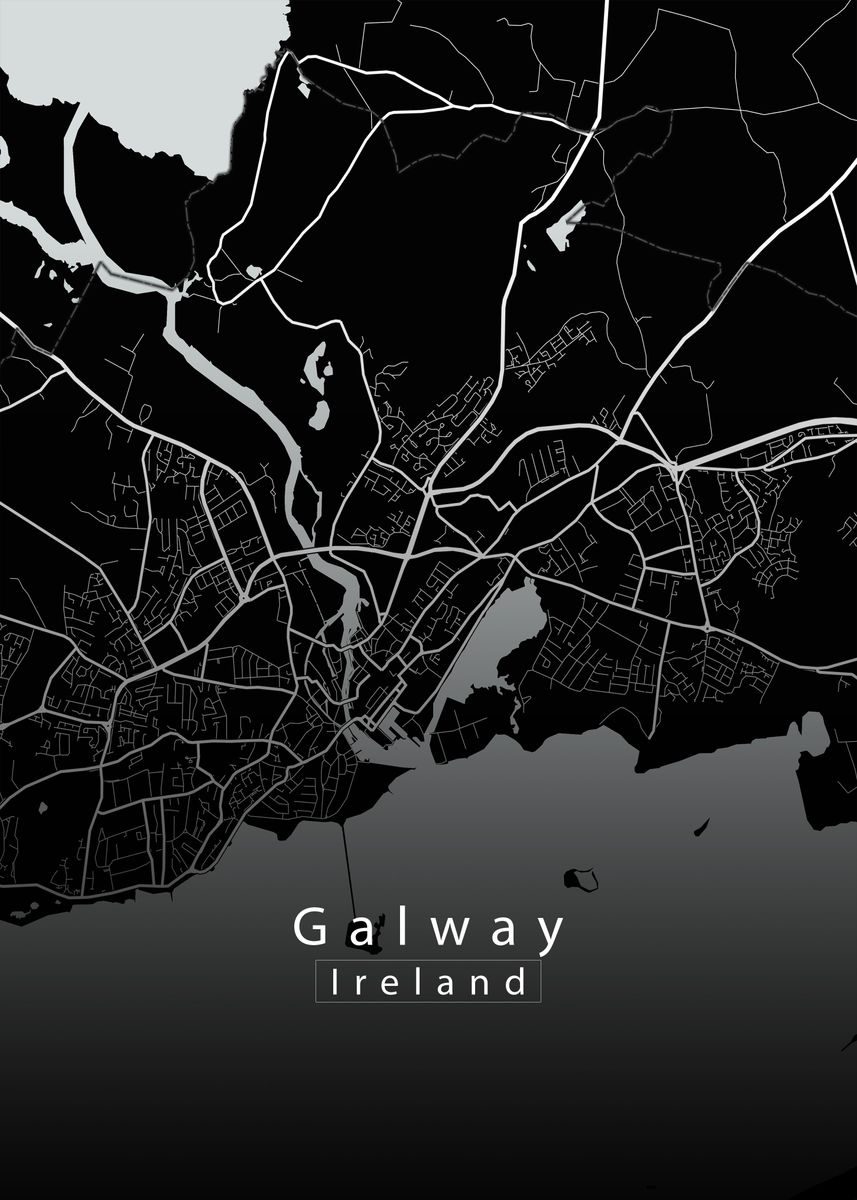 'Galway City Map' Poster, picture, metal print, paint by Mapique | Displate