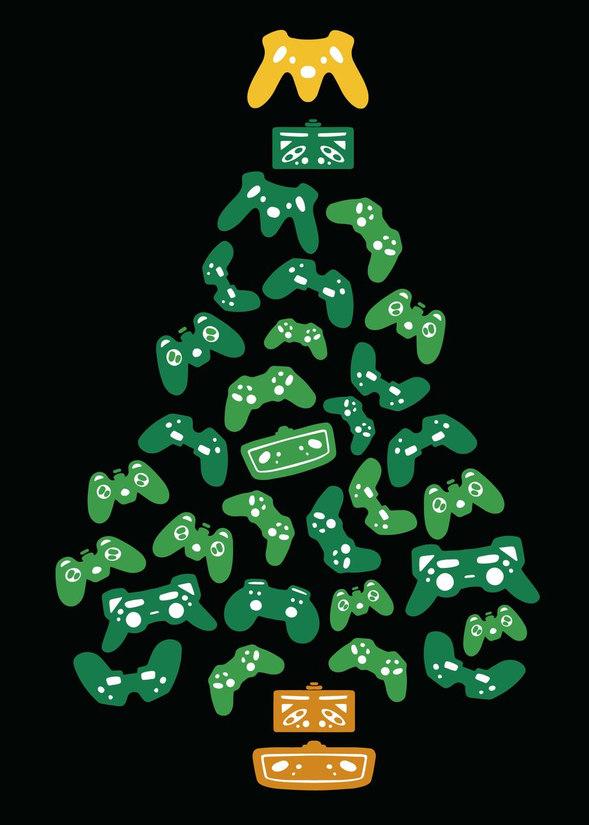 'Gamer Christmas Tree ' Poster, picture, metal print, paint by Max Ronn ...