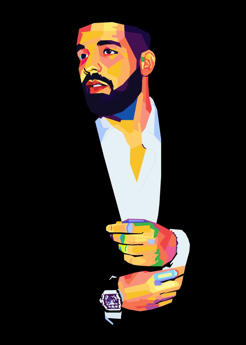 'Drake wpap pop art' Poster, picture, metal print, paint by Azlan Xavier | Displate