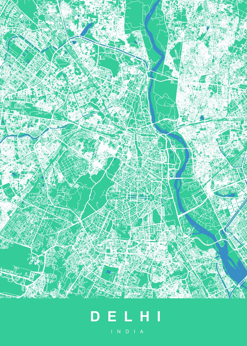 'DELHI Map INDIA' Poster, picture, metal print, paint by UrbanMaps ...