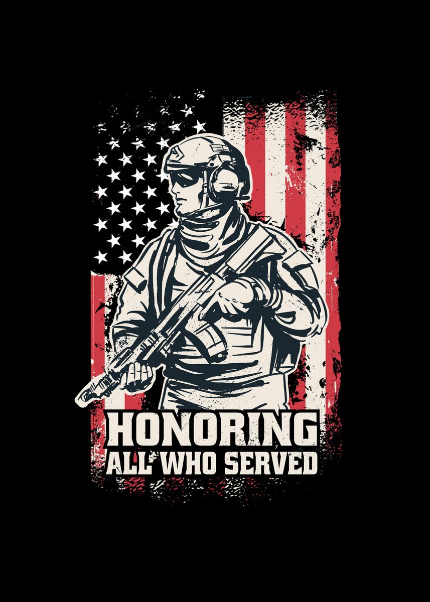 'Veterans day usa soldier' Poster, picture, metal print, paint by ...