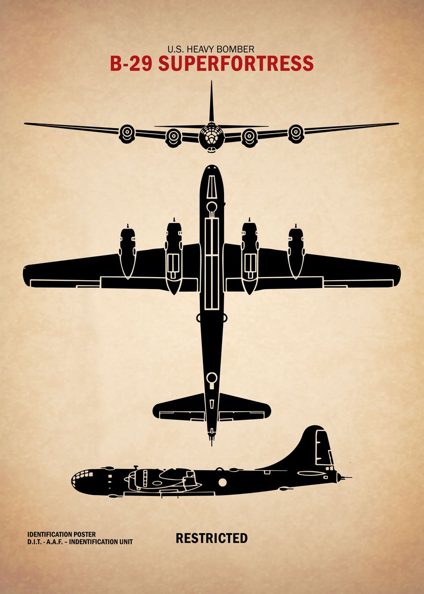 'B29 Identification Chart' Poster, picture, metal print, paint by ...